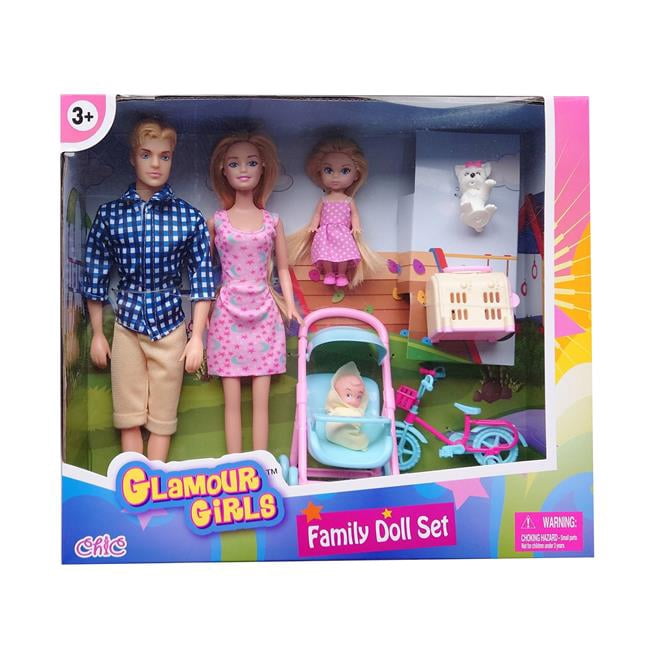 Family Doll Set with Accessories - 15 Piece - Walmart.com