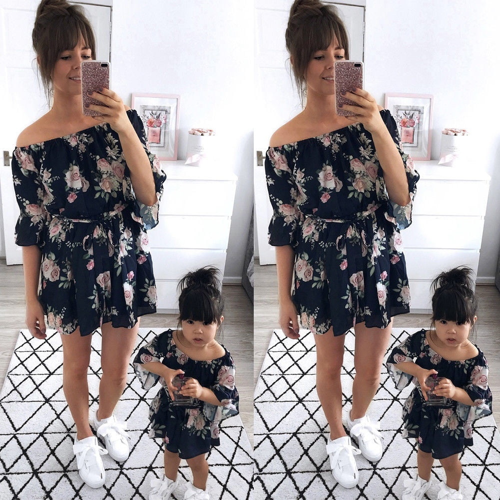 Family Dress Mother and Daughter Matching Girls Floral Outfits Clothes ...