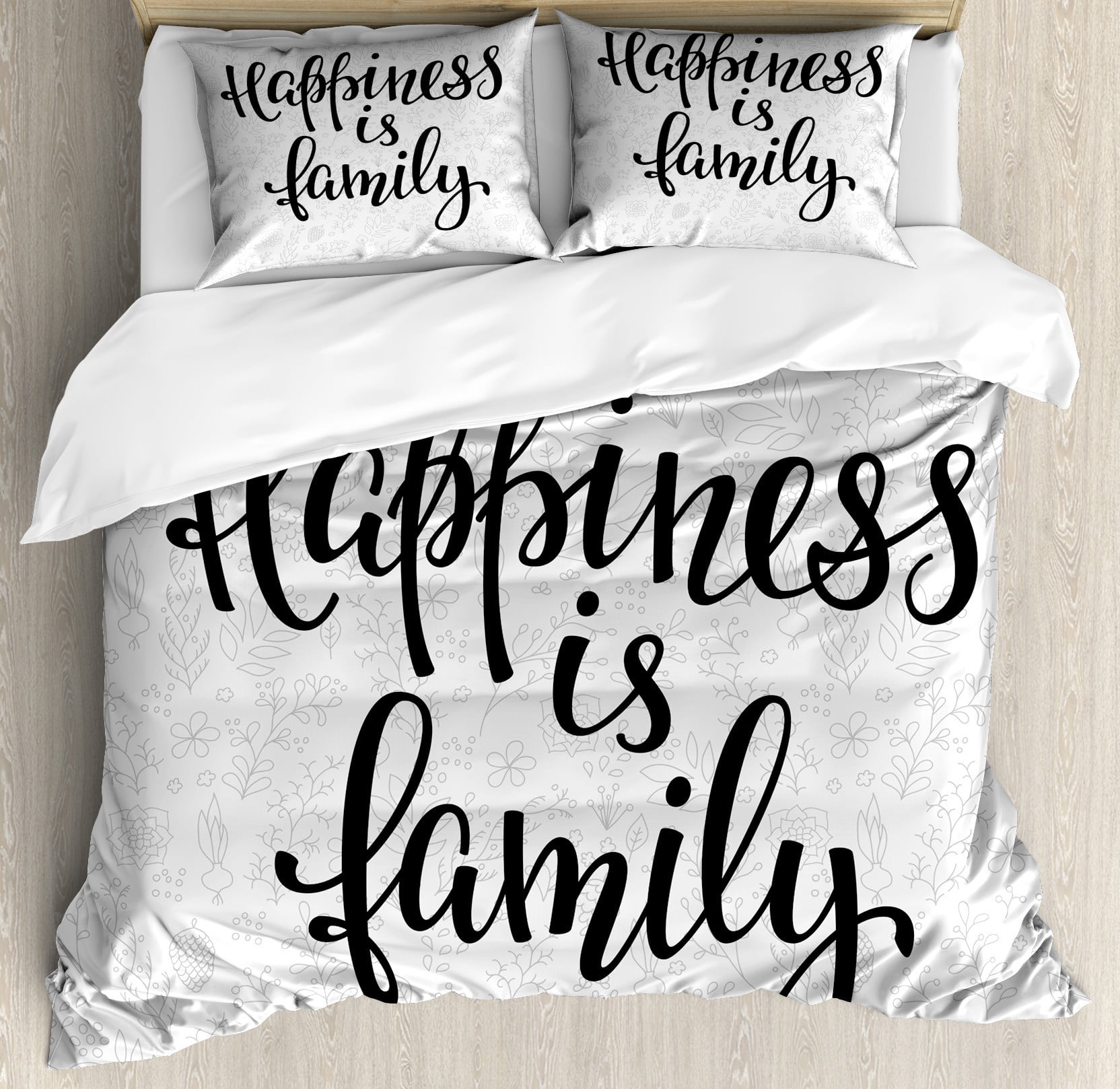 Family Duvet Cover Set, Happiness is Family Hand Writing Inspirational ...