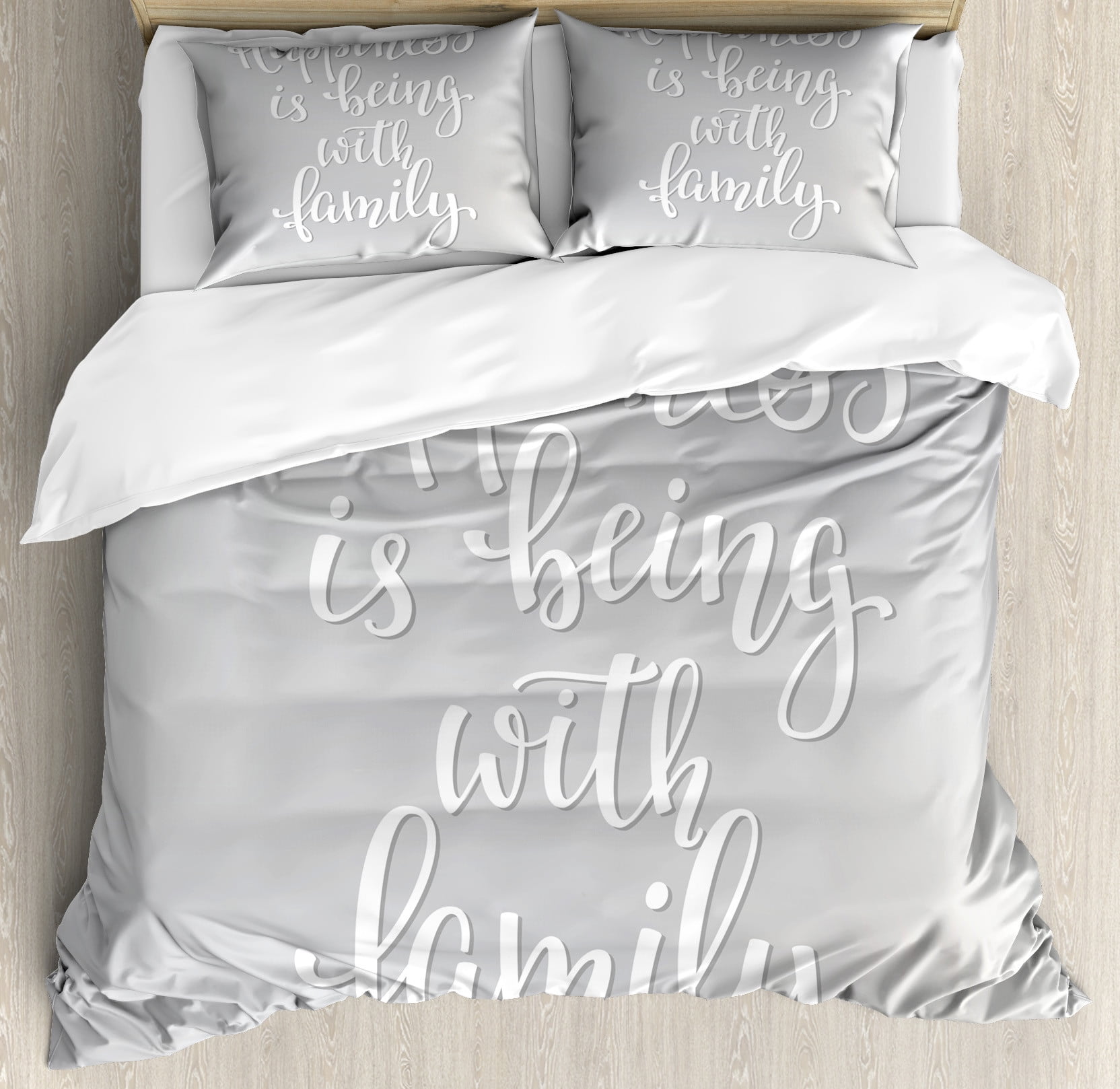 Family Duvet Cover Set, Positive Family Themed Message Happiness Hand ...