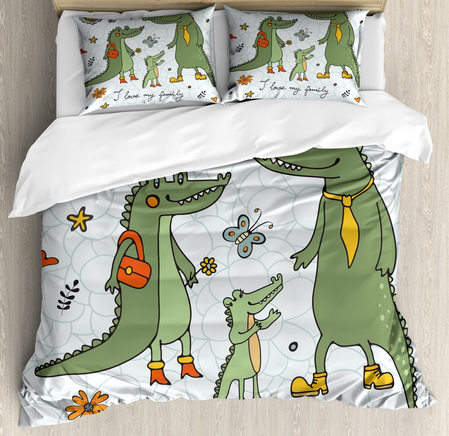 Family Duvet Cover Set Queen Size, I Love My Family Theme Cute Hand ...