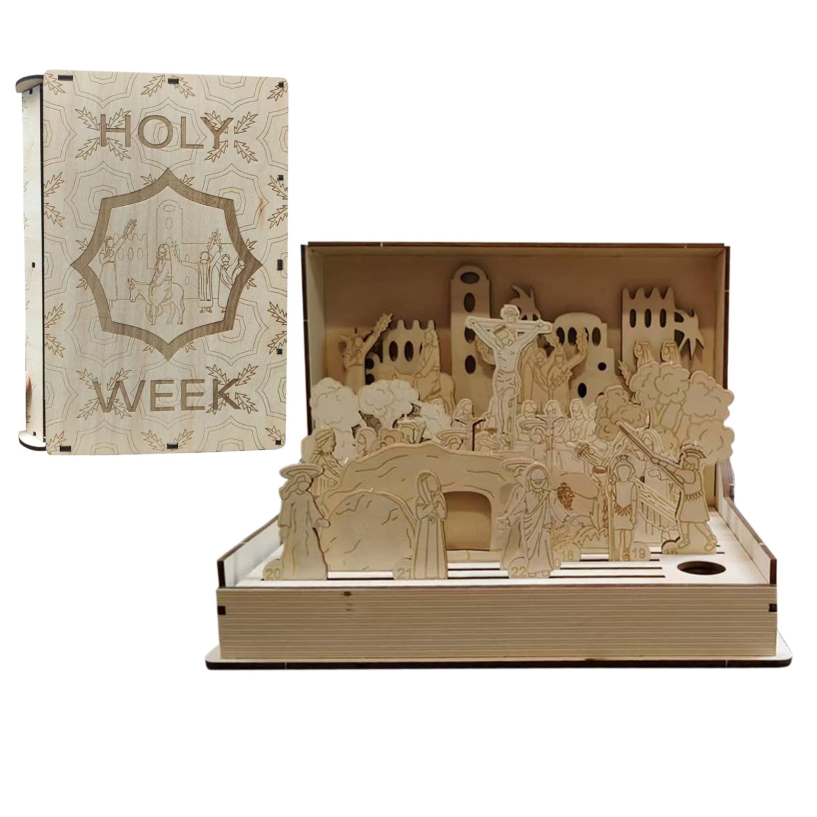 Family Easter Holy Week Gift, DIY Wooden Holy Week Book Playset, Easter ...