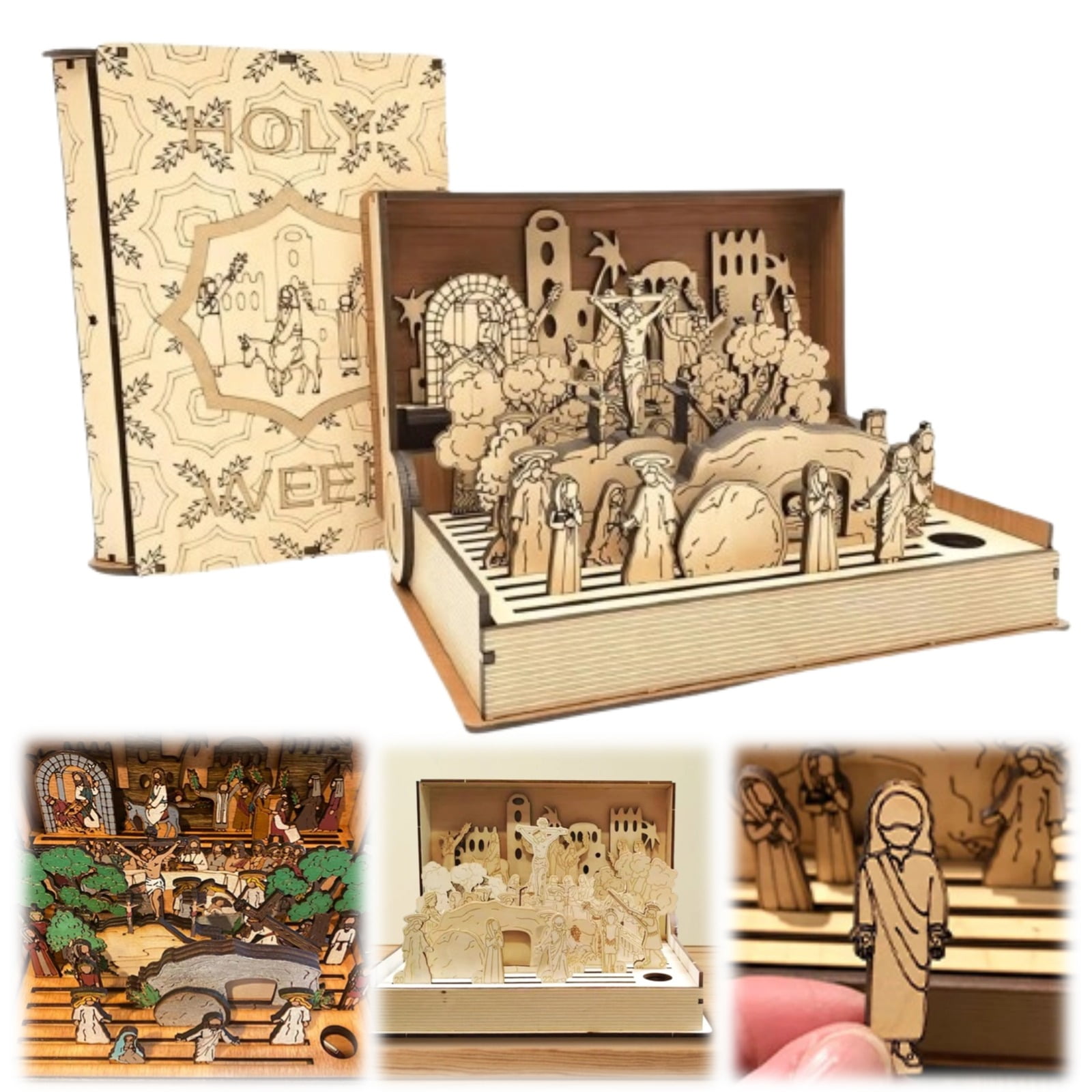Family Easter Holy Week Gift – DIY Wooden Easter Book Kit, Resurrection ...