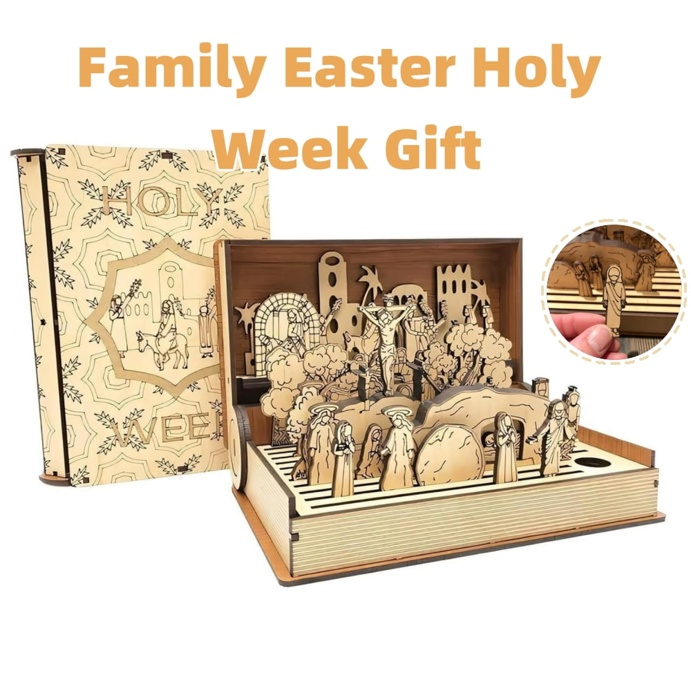 Family Easter Holy Week Gift, DIY Wooden Holy Week Book Playset, Easter ...