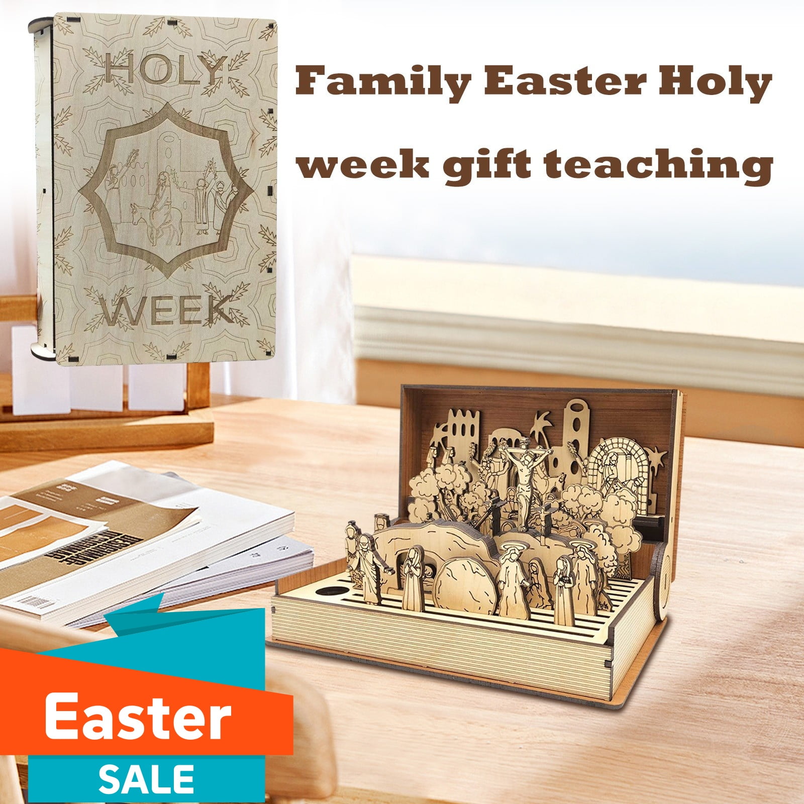 Family Easter Holy Week Gift, Easter Resurrection Scene Decor, Wooden ...