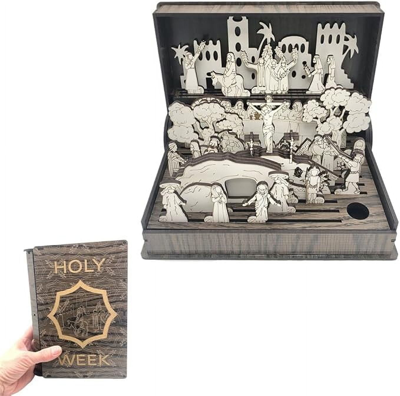 Family Easter Holy Week Gift, Wooden Holy Week Book Playset Teaching ...