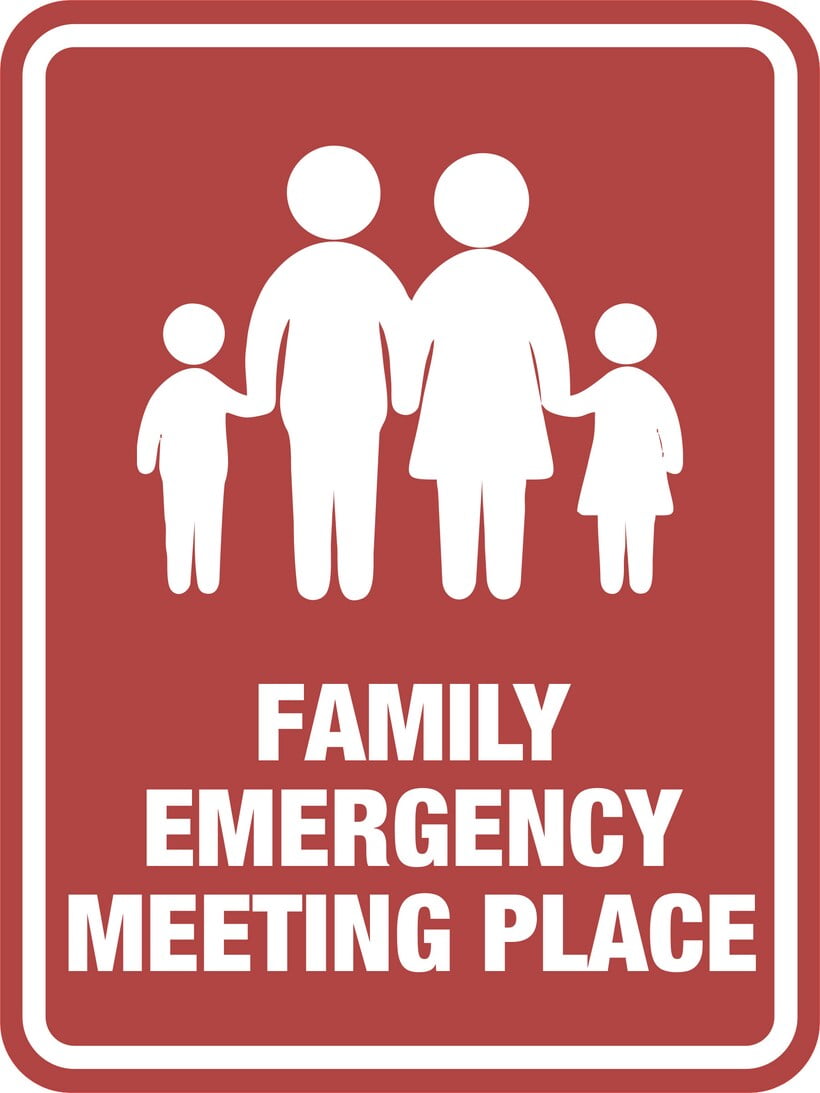 Family Emergency Meeting Place Wall or Door Sign Home Safety Sign SIZE ...