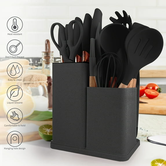 Family Essential Cooking Utensils Set - 11 Spoons + 6 Sharp Knives + 2 ...