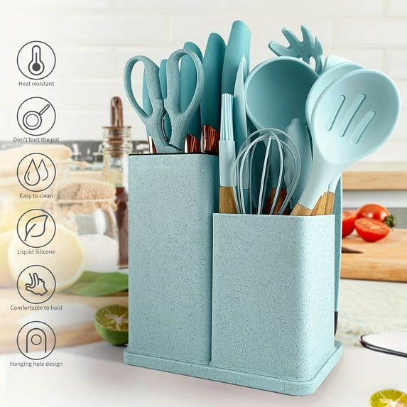 Family Essential Cooking Utensils Set - 11 Spoons + 6 Sharp Knives + 2 ...