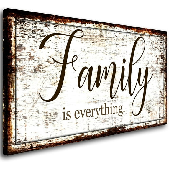 Family is Everything Wall Decor-Rustic Family Quote Print Canvas for ...