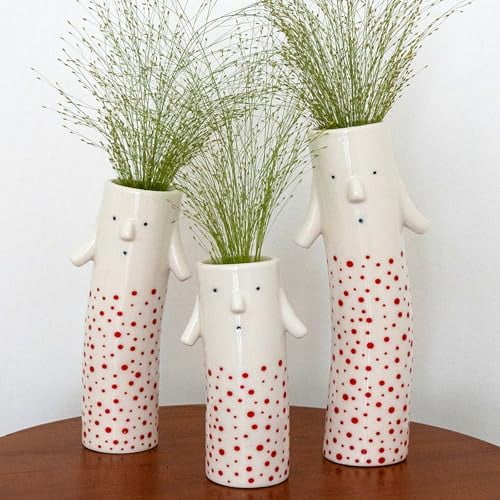 Family Face Vases Set of 3 - Cute Handmade Ceramic Bud Vases for Pretty ...