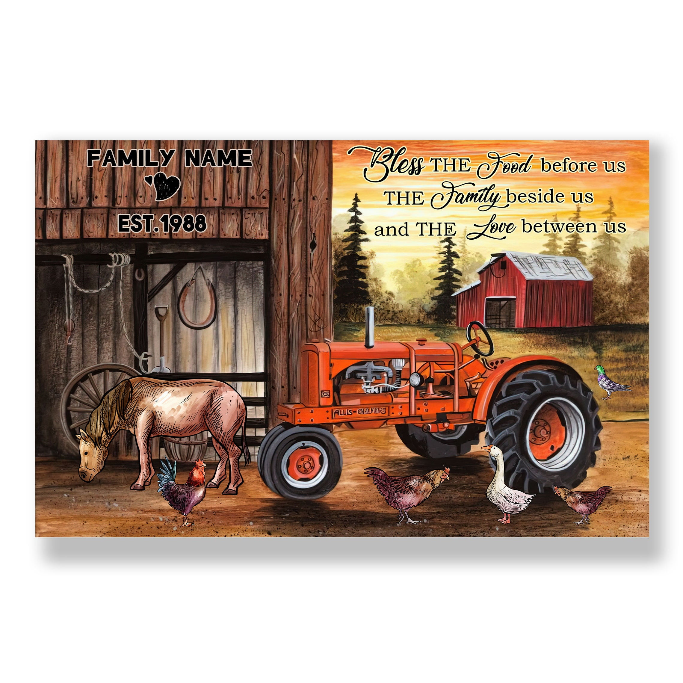 Family Farm Poster, Farmhouse Decor, Farmer Gift, Family Beside Us ...