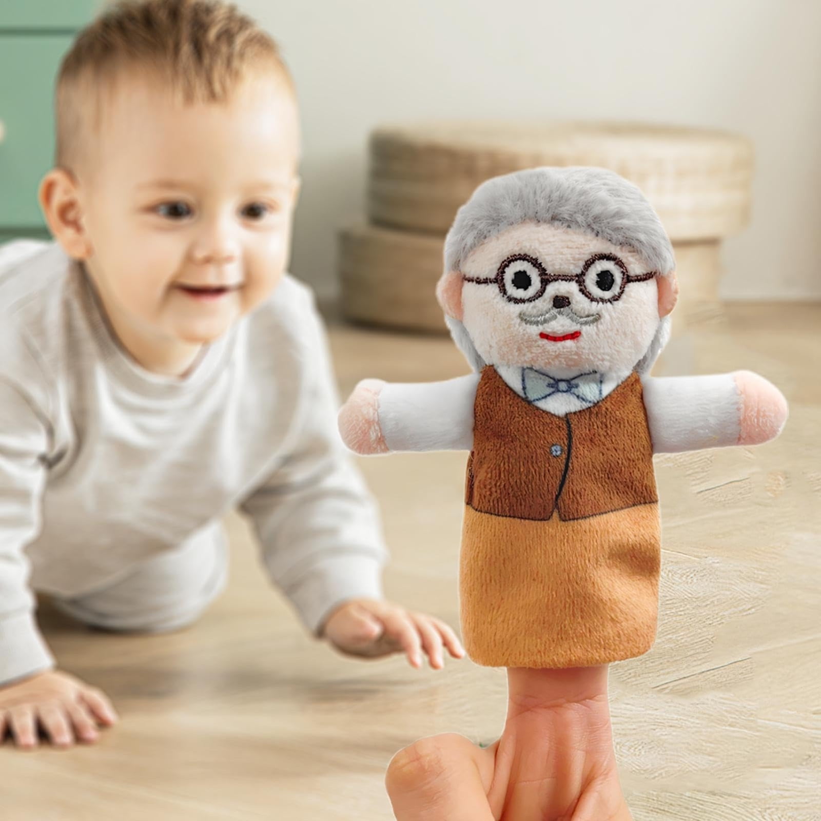 Family Hand Puppets, Grandfather Soft Plush Finger Puppet Toys for Kids ...
