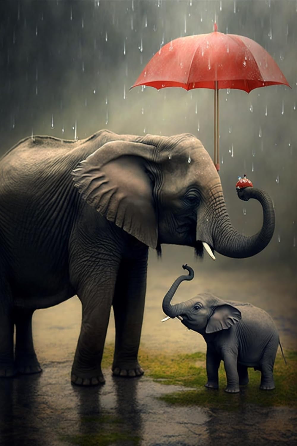 Family Fun Jigsaw Puzzle 1000 Piece Elephants Holding Umbrellas Family ...