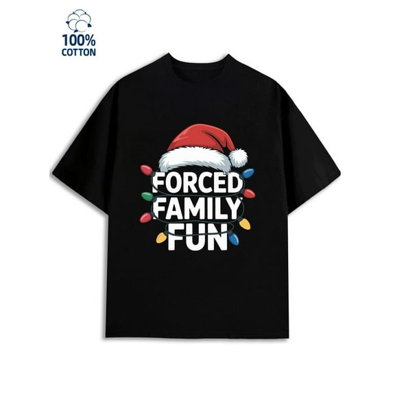 Family Fun Tee men Christmas 180G 100% Cotton black glitter humor Funny ...
