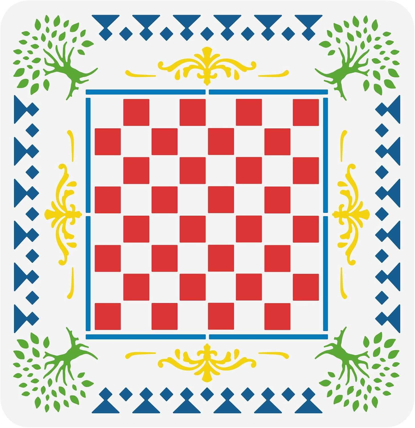 Family Game Board Stencil 11.8x11.8 inch Reusable Checkerboard Drawing ...