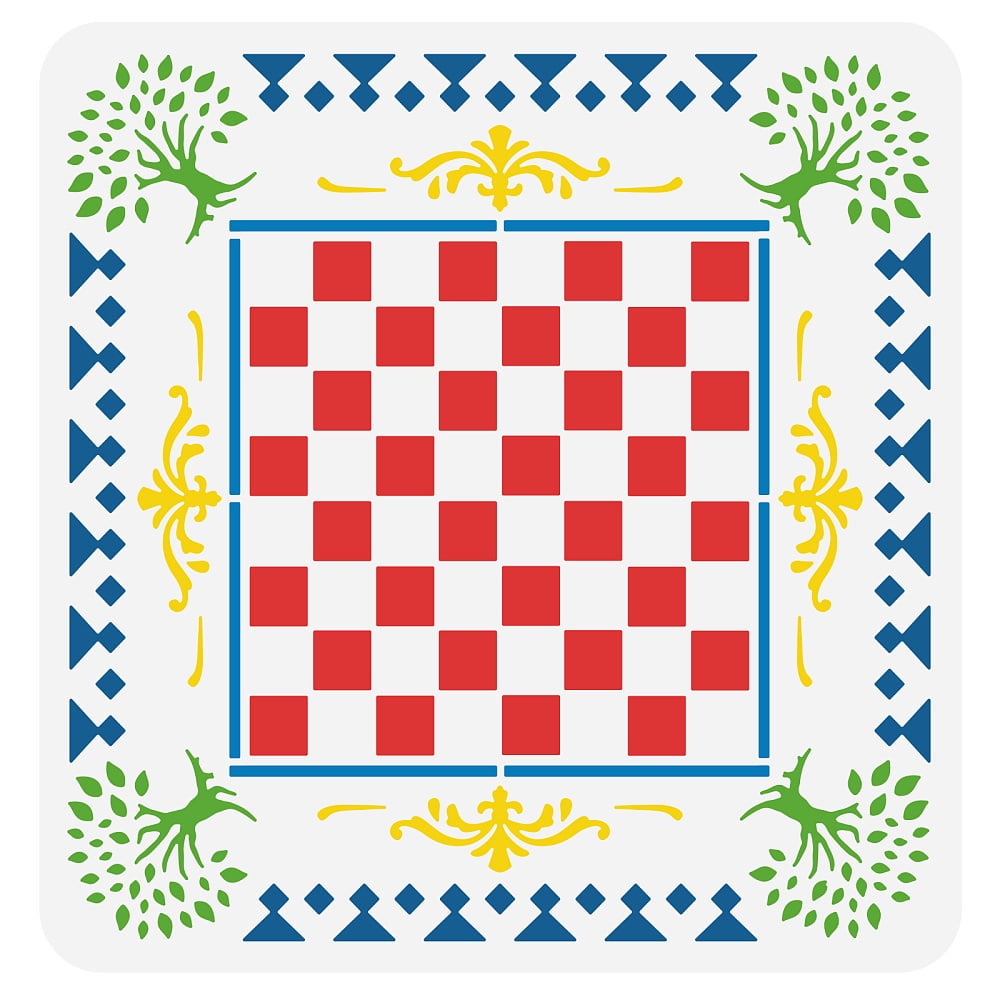 Family Game Board Stencil 11.8x11.8 inch Reusable Checkerboard Drawing ...