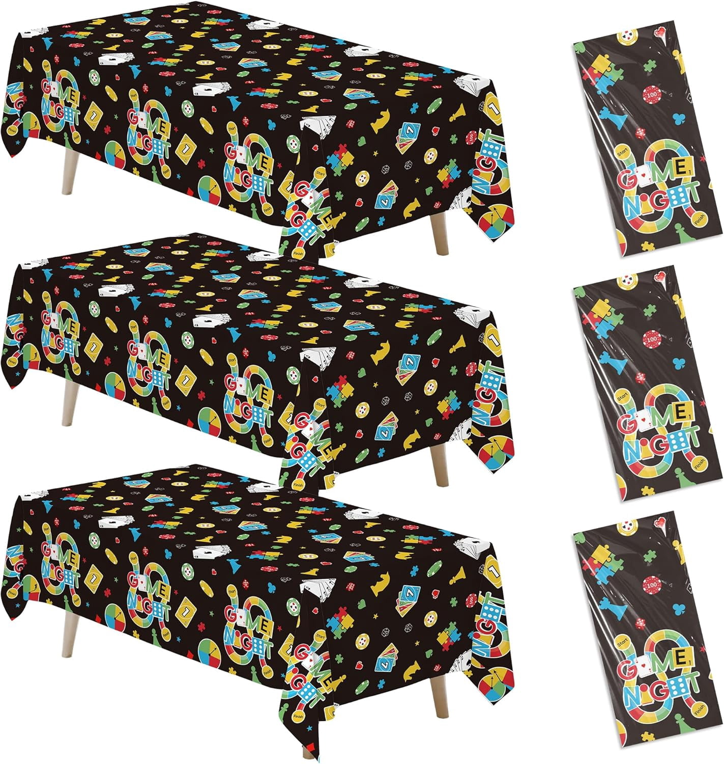 Family Game Night Party Tablecloth Decorations, 3Pcs Disposable Family ...