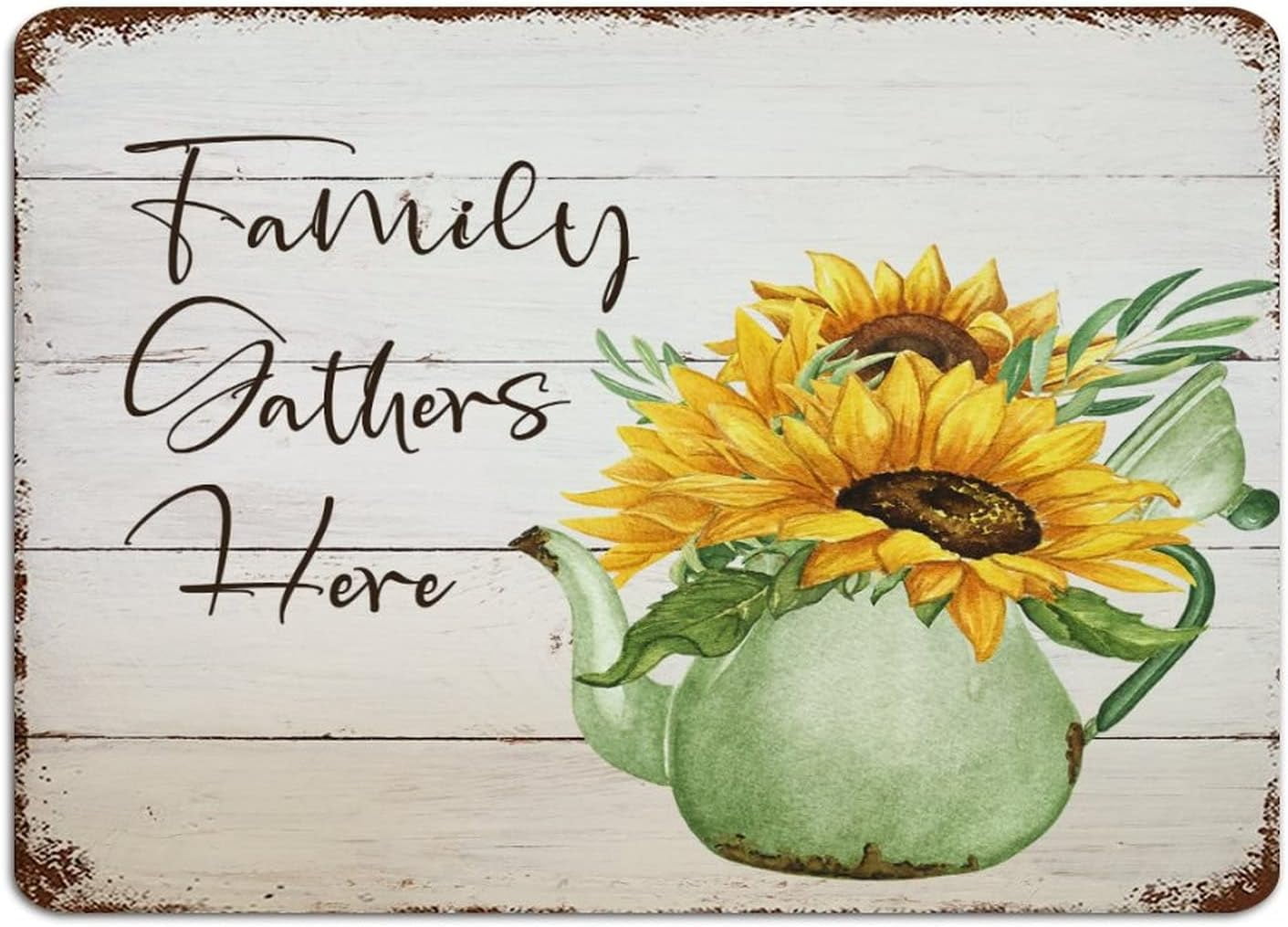 Family Gathers Here Watercolor Floral In Mason Jar Personalized Metal ...