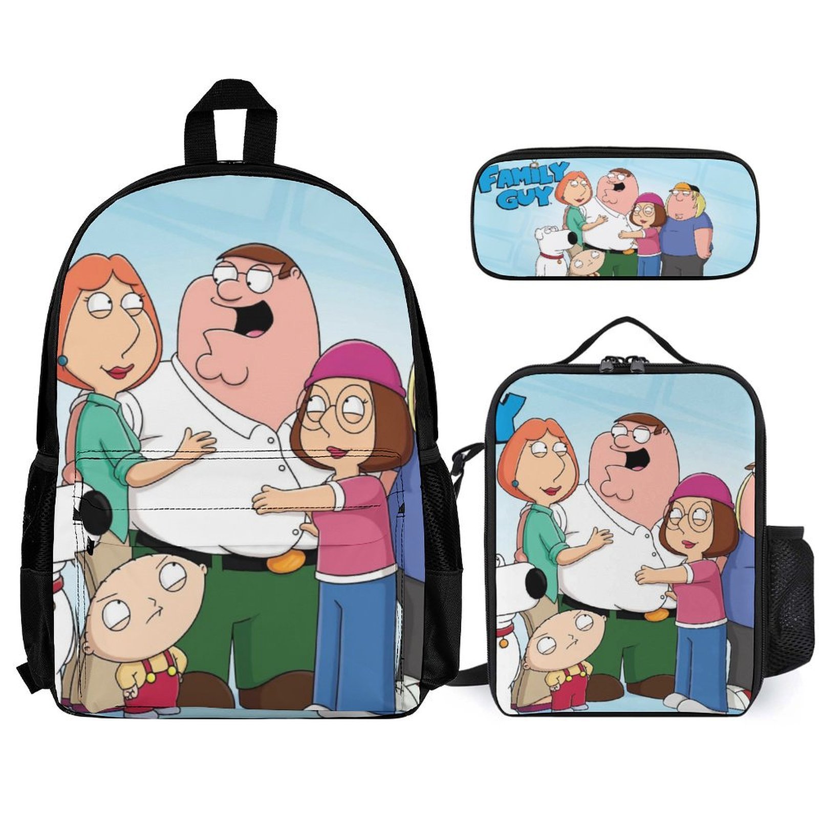 Family Guy Animated Backpack With Lunch Bag Pencil Case Pen Bag Satchel ...