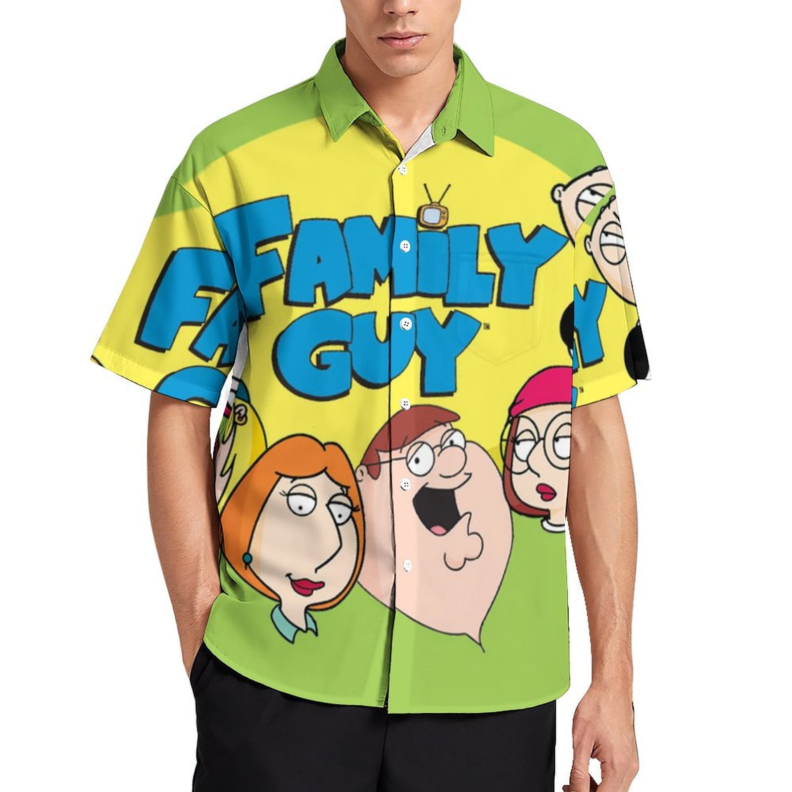 Family Guy Men's Button-Down Shirts Daily Casual Beach Hawaiian Summer ...