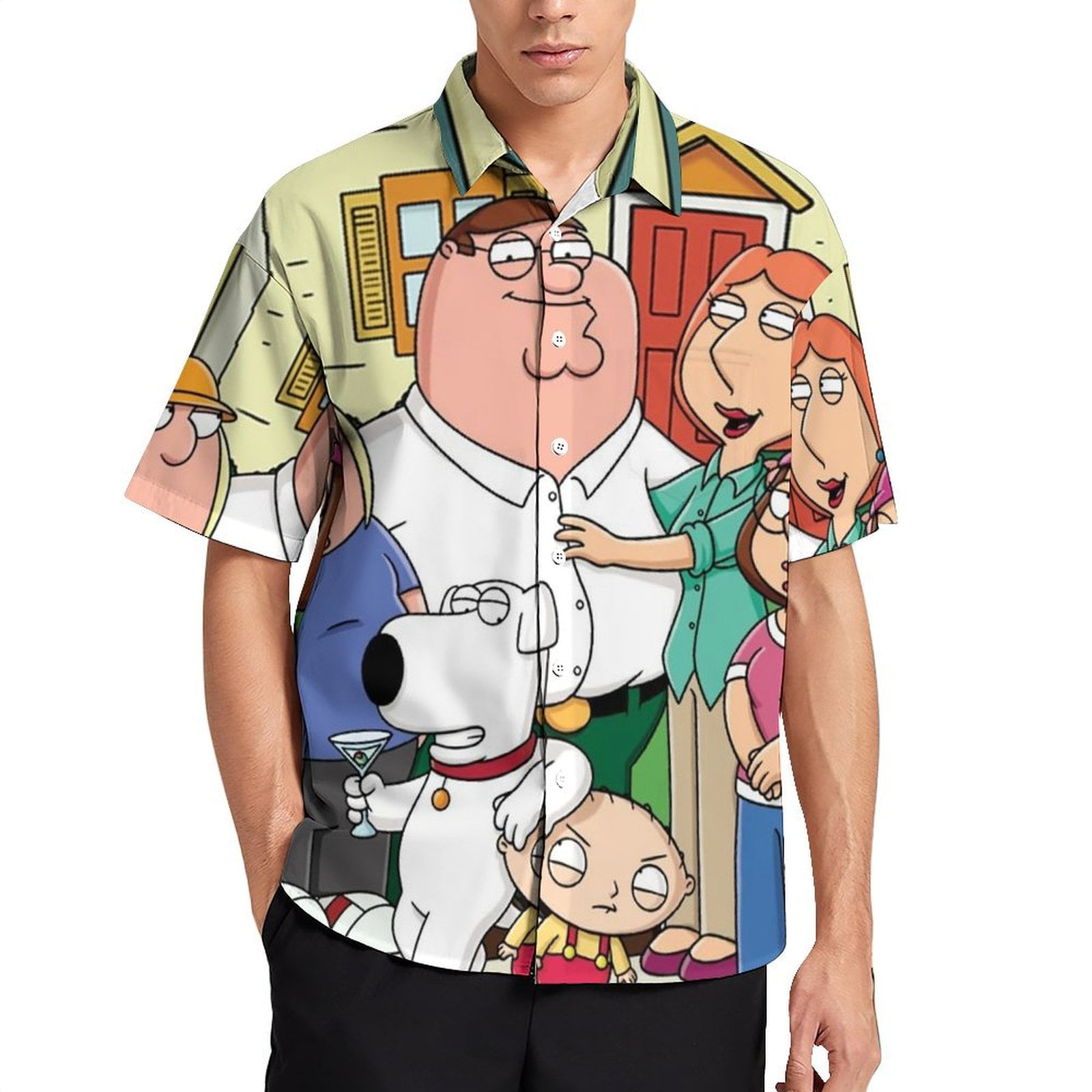 Family Guy Men's Button-Down Shirts Daily Casual Beach Hawaiian Summer ...