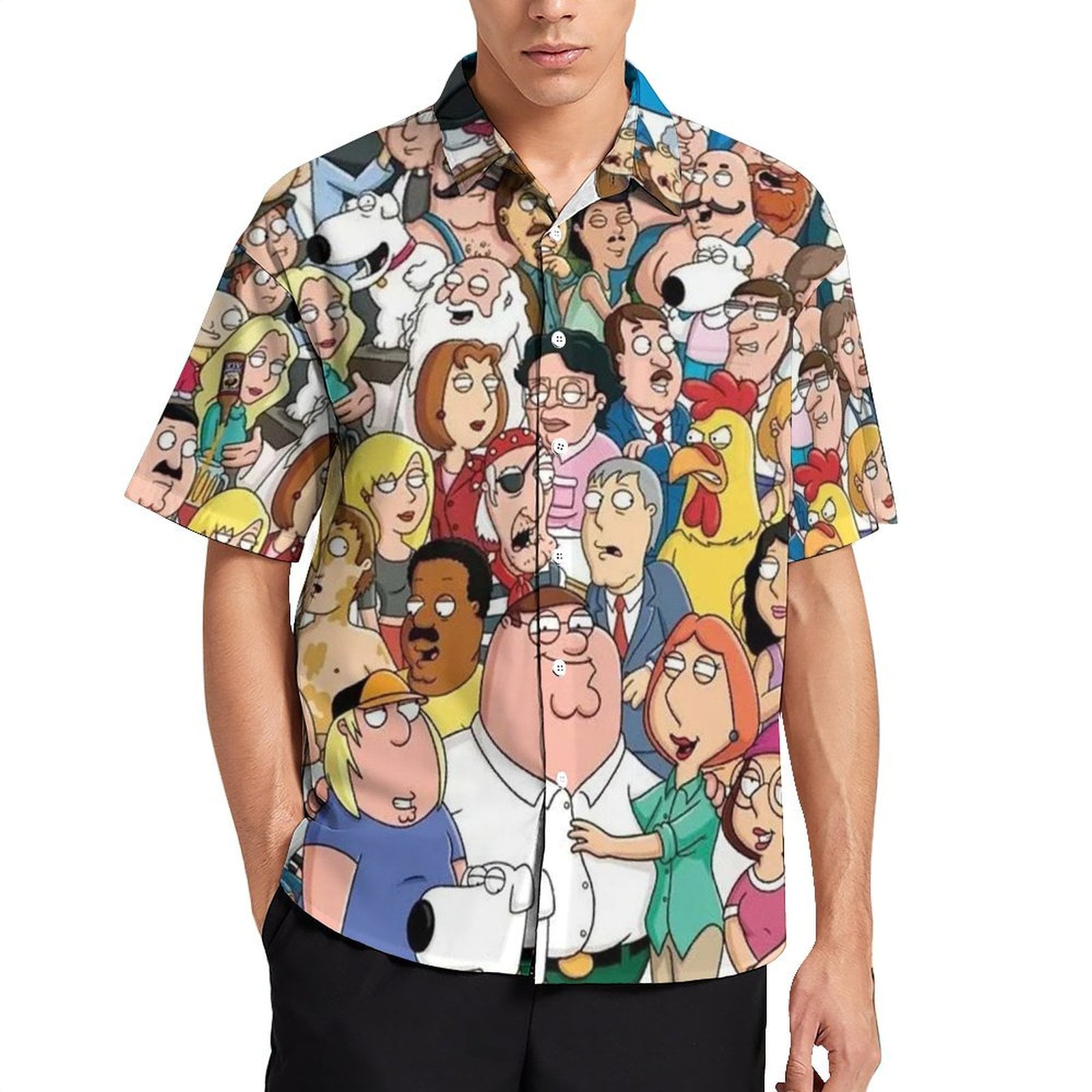 Family Guy Men's Button-Down Shirts Daily Casual Beach Hawaiian Summer ...