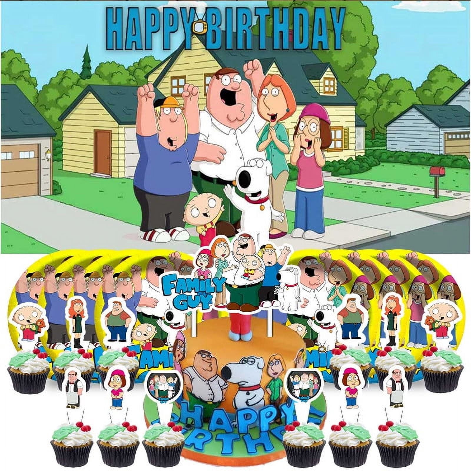 Family Guy Party Decor Plates Cake Topper Balloons Banner Backdrop ...