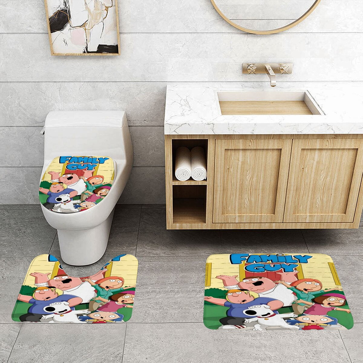 Family Guy floor mat and toilet set is durable, machine washable, and ...