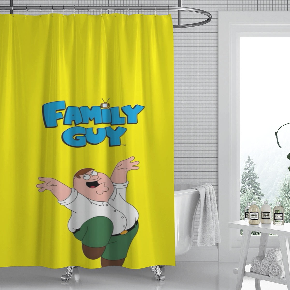 Family Guy shower curtain showcases an iconic print, is waterproof, and ...
