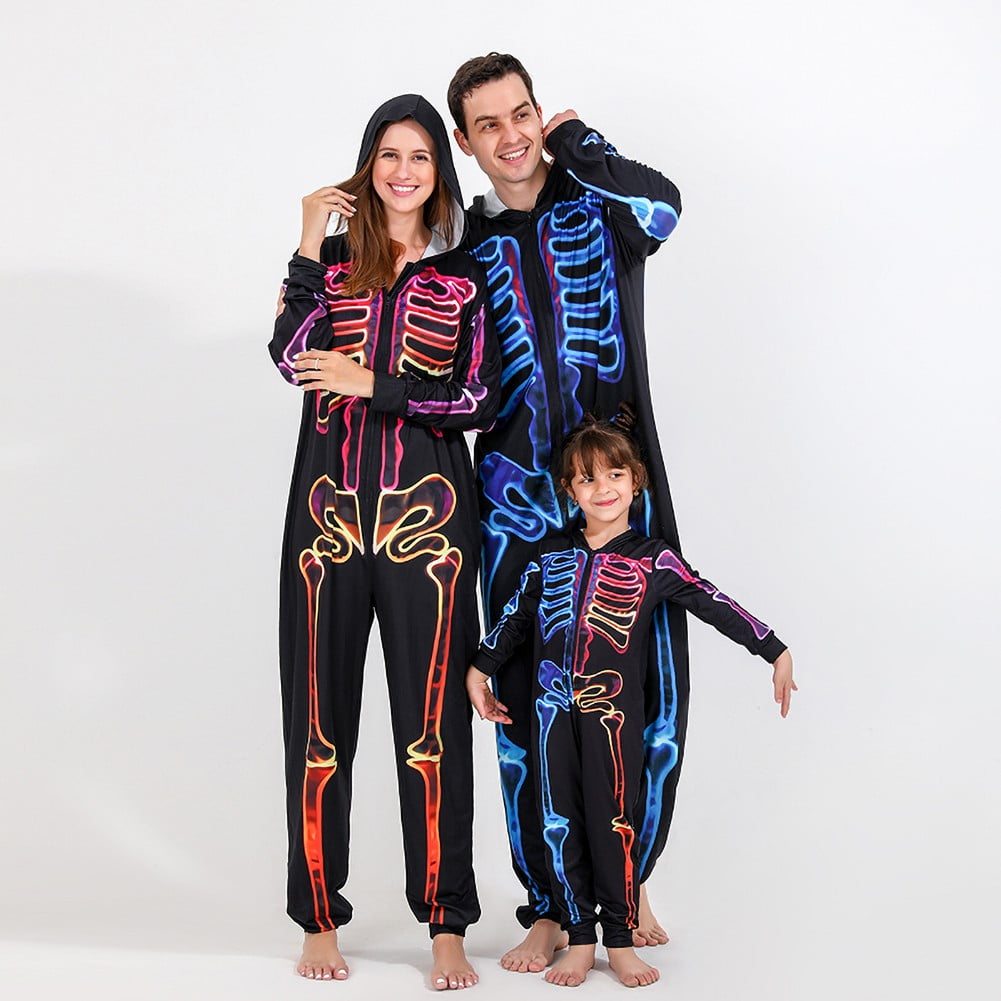 Family Halloween Skeleton Onesie Pajamas, Skeleton Costume Family ...