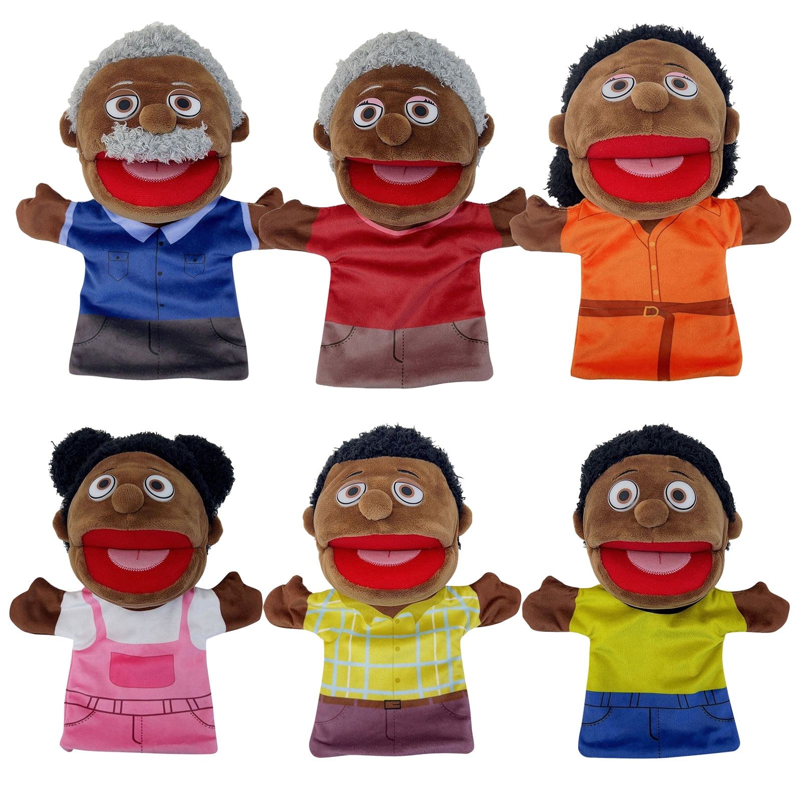 Family Hand Puppets 12 Inch Grandparents, Mom & Dad, Brother & Sister ...