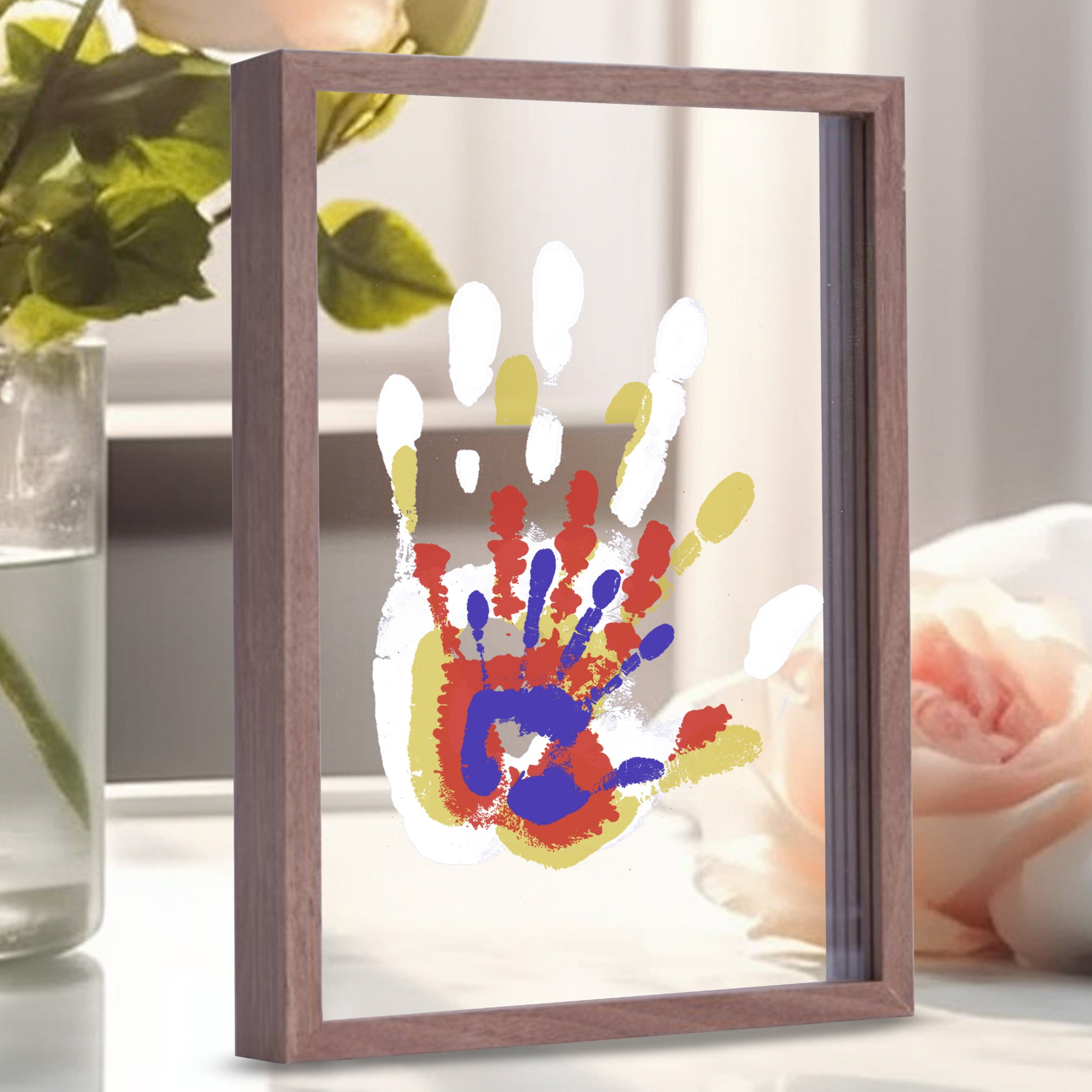 CHERRY CHEERS Family Handprint Kit DIY Craft Keepsake Wood Frame with 4 ...