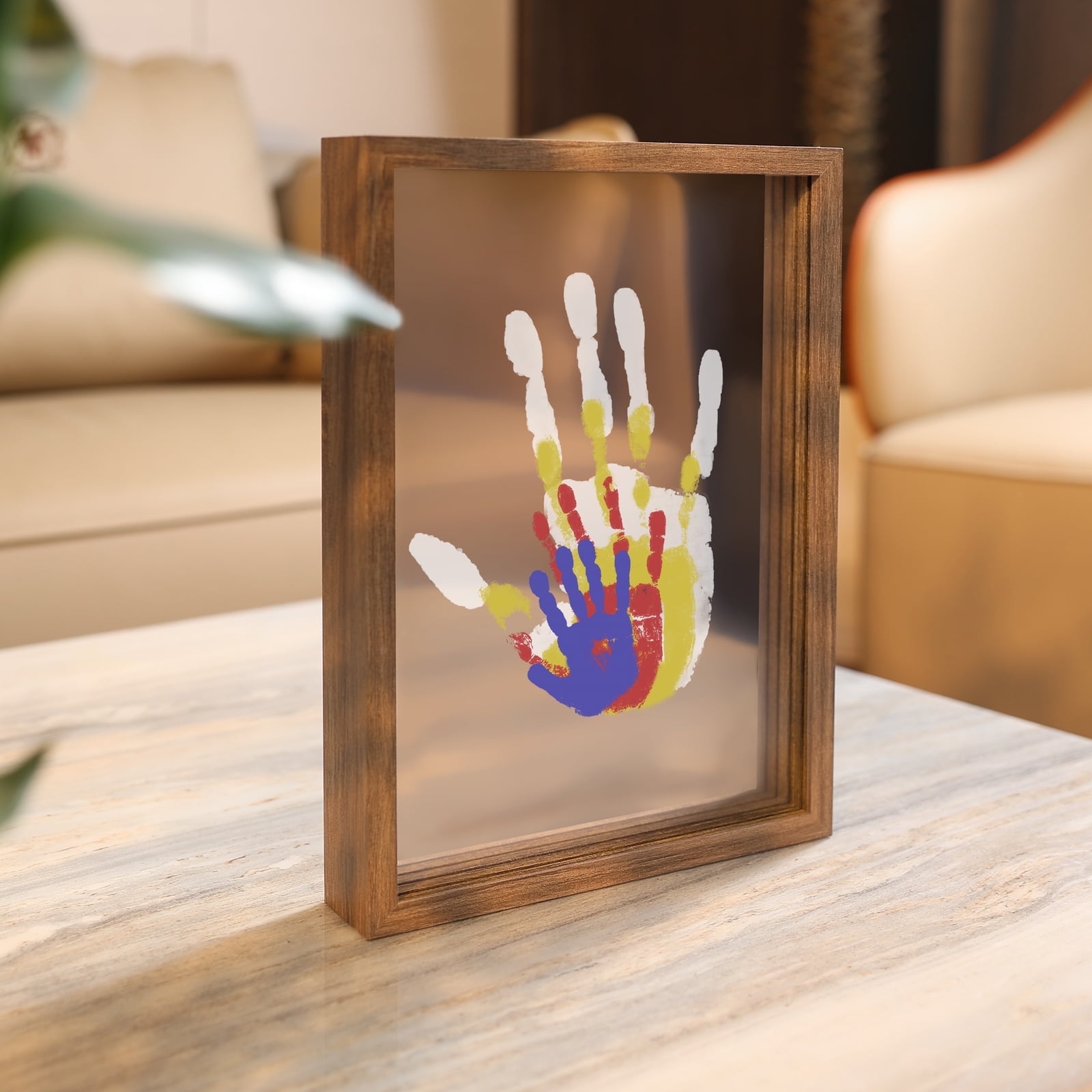 CHERRY CHEERS Family Handprint Kit DIY Craft Keepsake Wood Frame with 4 ...