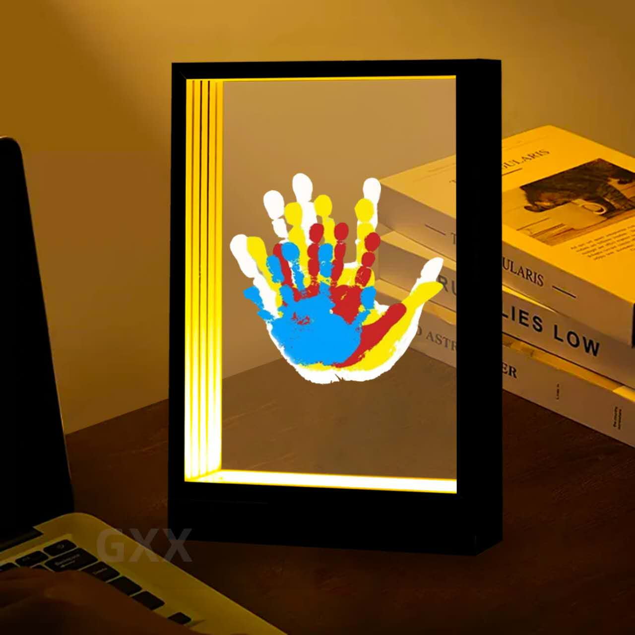 Family Handprint Kit with Light, Handprint Keepsake Frame, Wooden Led ...
