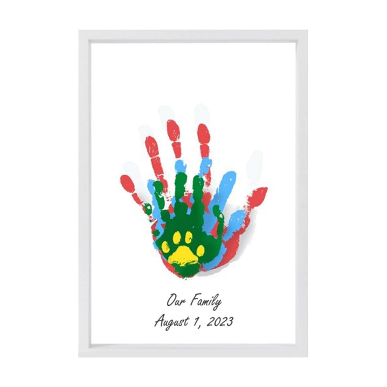 Family Handprint Paint Kit With Frame, 6 Pigments, Brush, Erasable ...