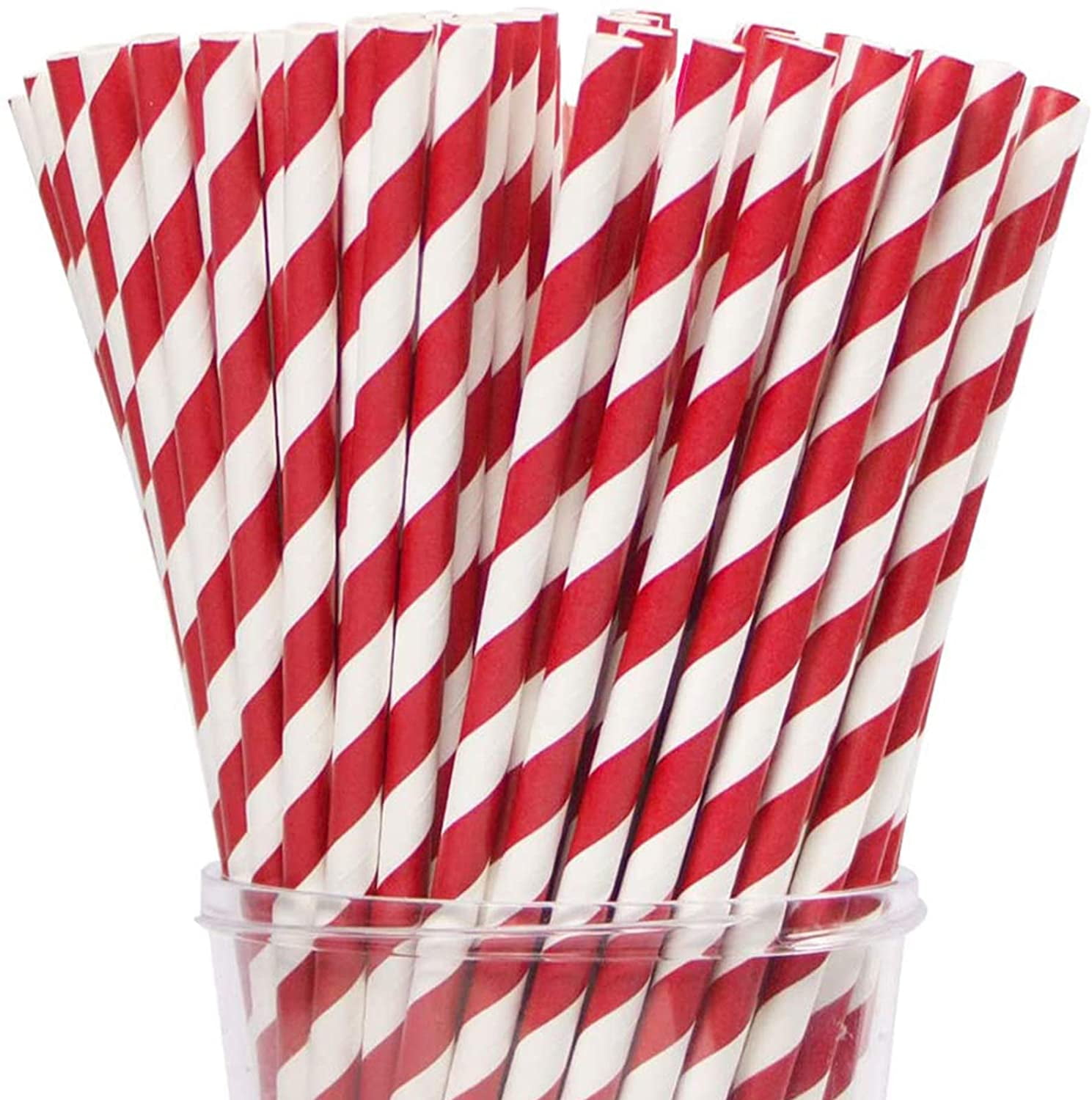 Family Home 7.75 inch Red & White Striped Paper Straws, Biodegradable ...