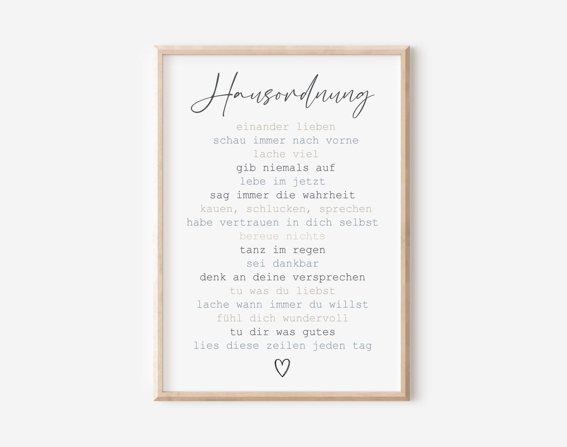 Family House Rules Poster, Entrance Wall Decor, Housewarming Gift ...