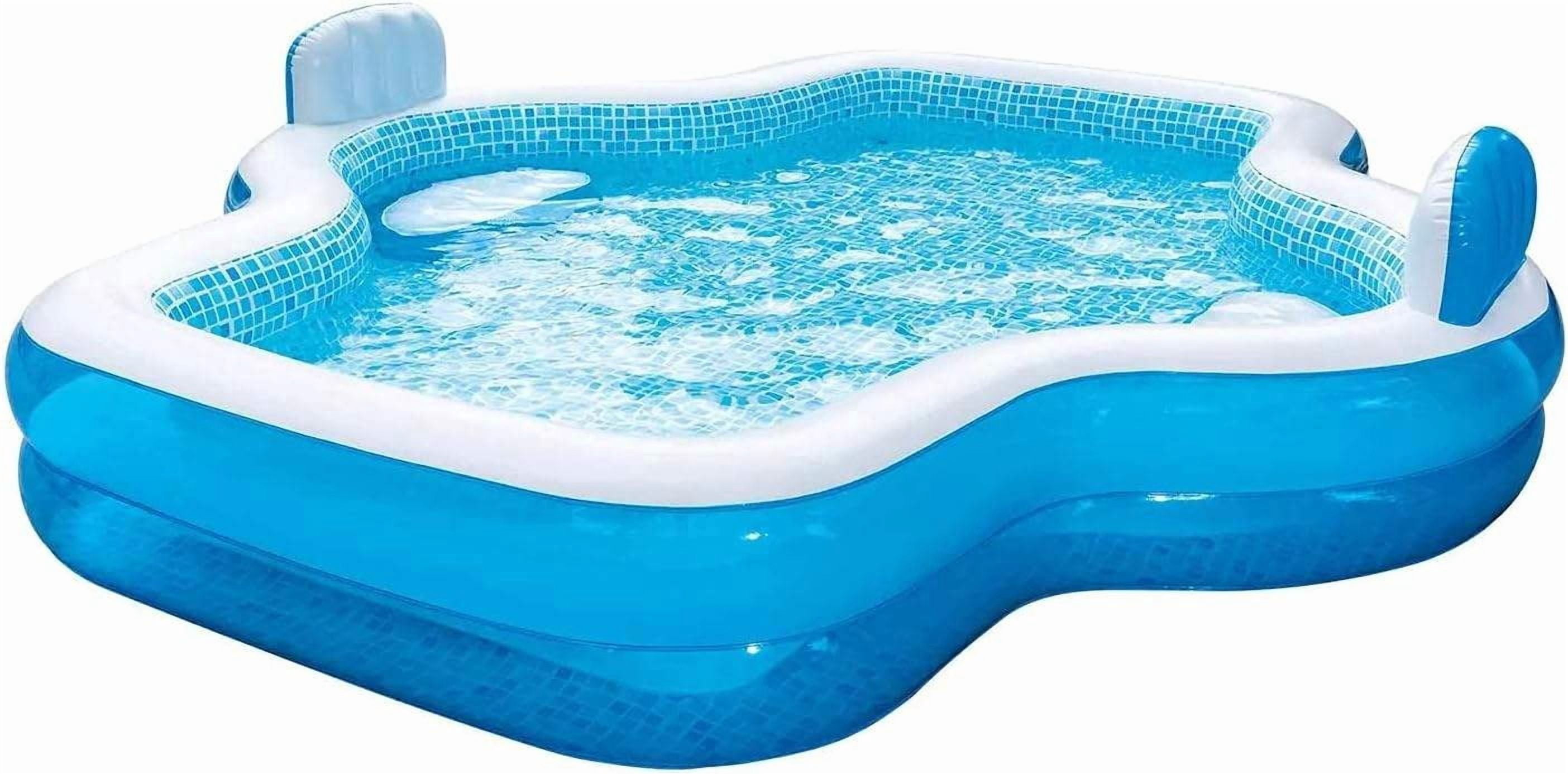 Family Inflatable Pool with 2 Seats and Backrests, 10 Feet Long ...