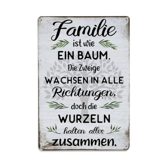 Family Is Like A Tree German Quote Tin Sign Vintage Metal Poster Living ...