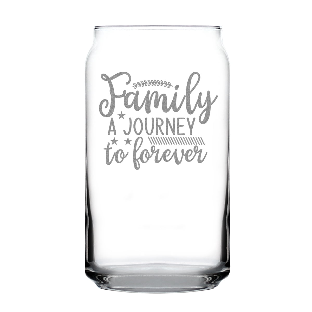 Family Journey Quote 16oz Can-Shaped Pint Glass, Hand Engraved Etched ...