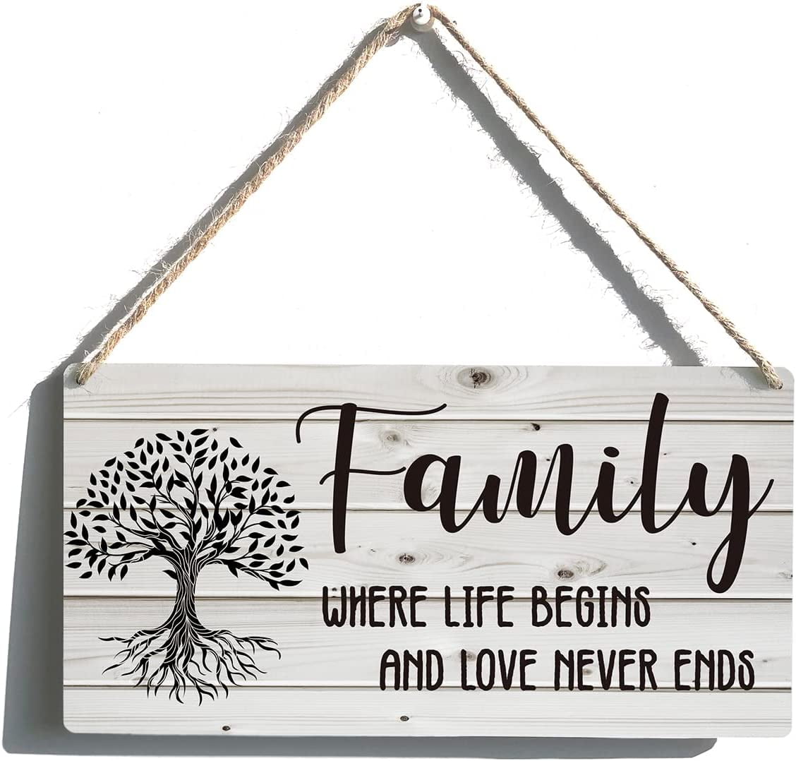 Family Where Life Begins and Love Never Ends Sign Gift Farmhouse Family ...