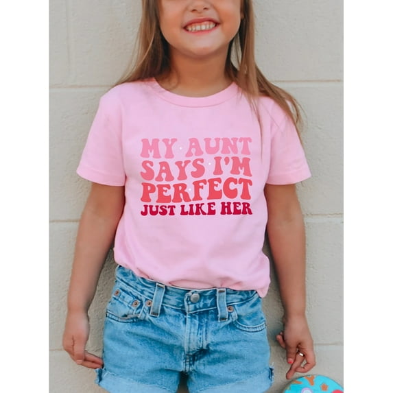 Family Love, Perfect Like Her" Girls' Casual Crew Neck T-Shirt - Soft ...