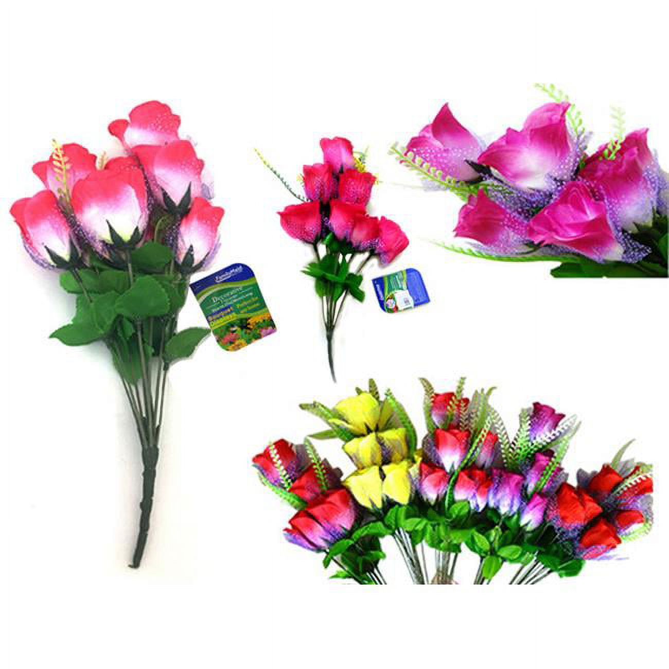 Family Maid 27363 10 Heads 3 Layer Rose Flower, Red, Hot Pink, Pink ...