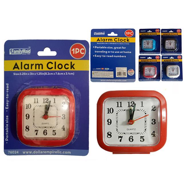 Family Maid 76024 3.25 x 3 x 1.25 in. Alarm Clock, Blue, Red & Green ...