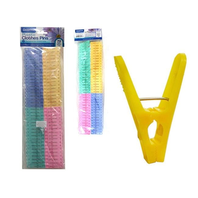 Family Maid Plastic Clothes Peg, Yellow, Green, Pink & Blue - 72 Count ...