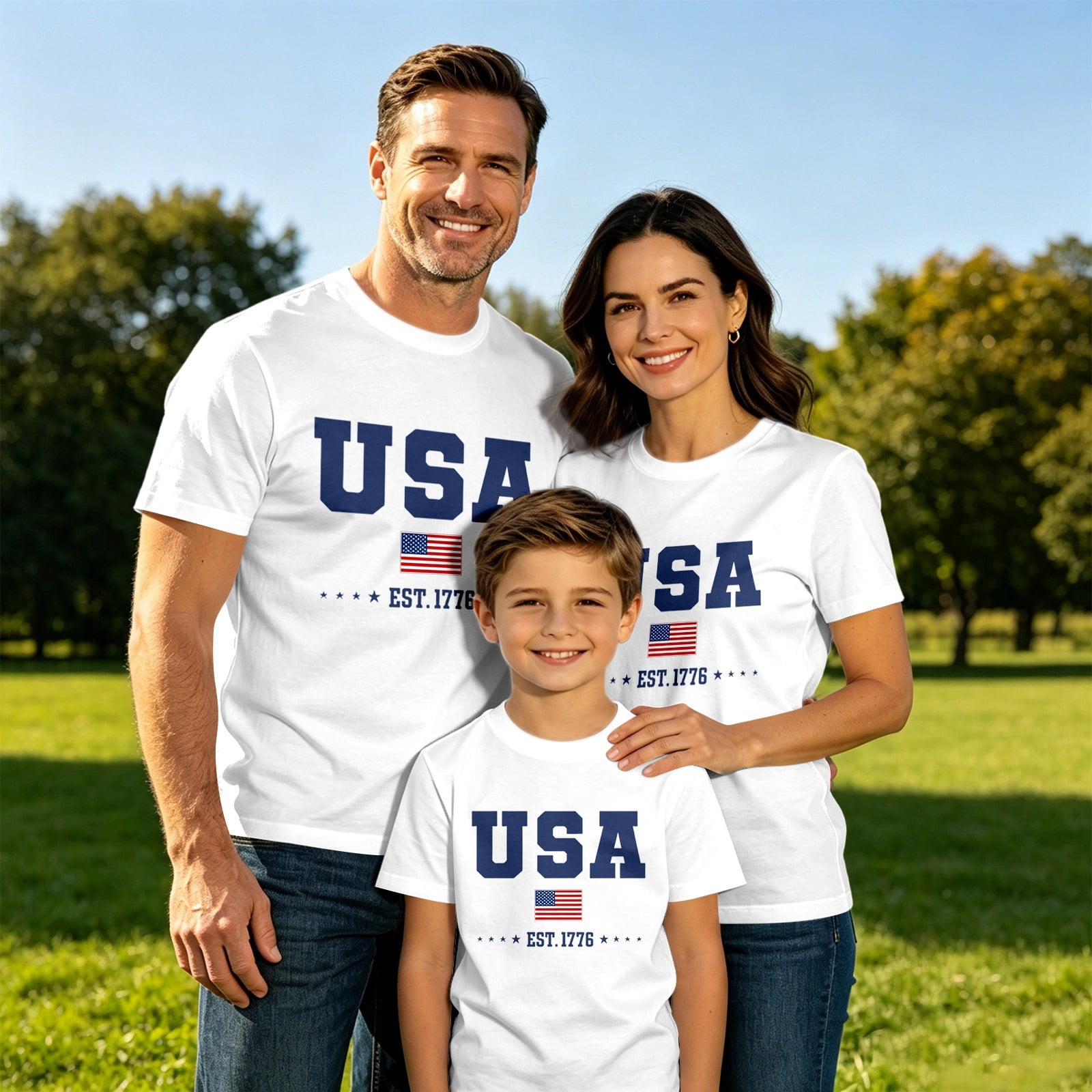Family Matching American Flag T-Shirts - Patriotic 4th of July Day Tees ...