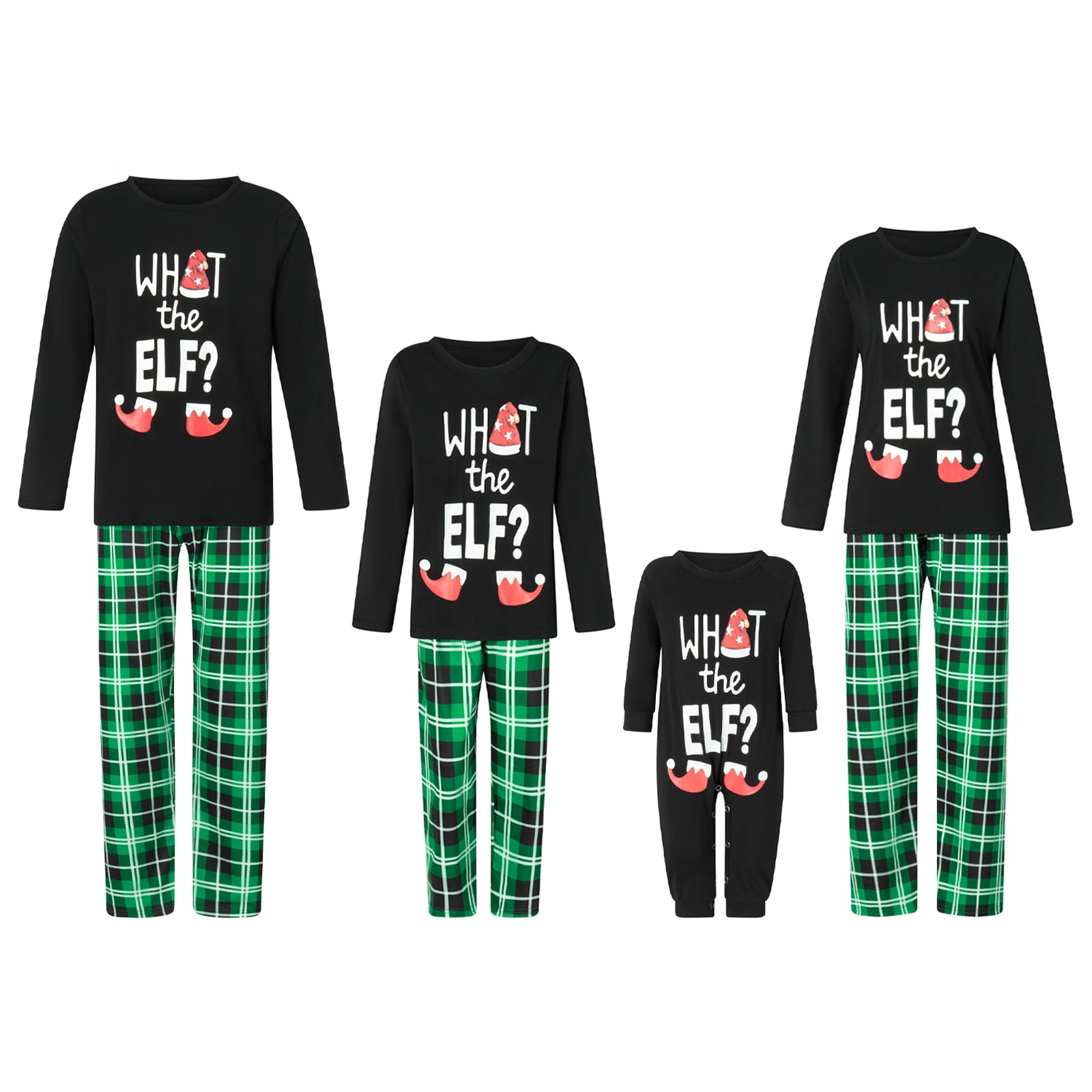Family Matching Christmas Pajamas, Elf Letter Print Long-Sleeve Tops ...