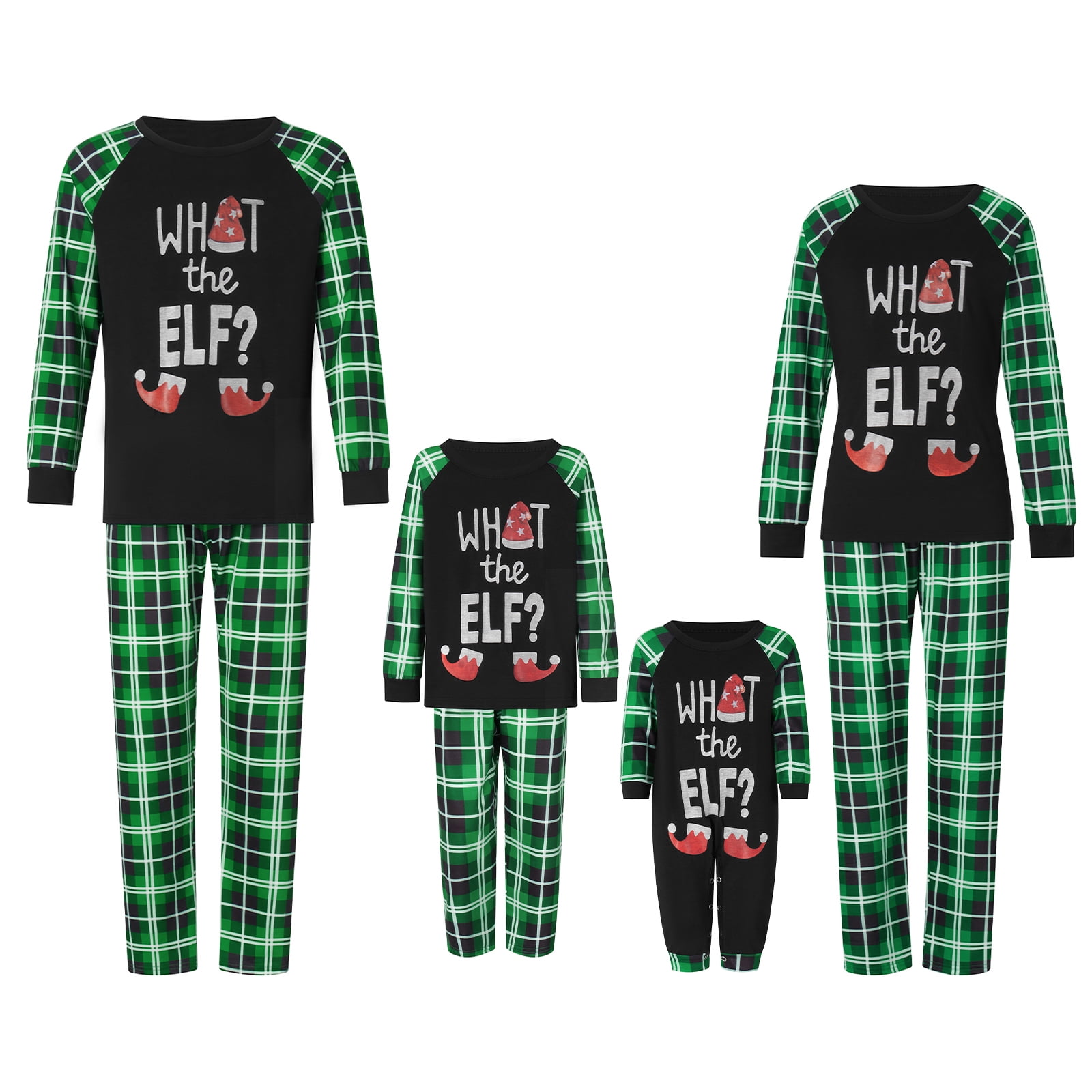 Family Matching Christmas Pajamas, Elf Letter Print Long-Sleeved Tops ...