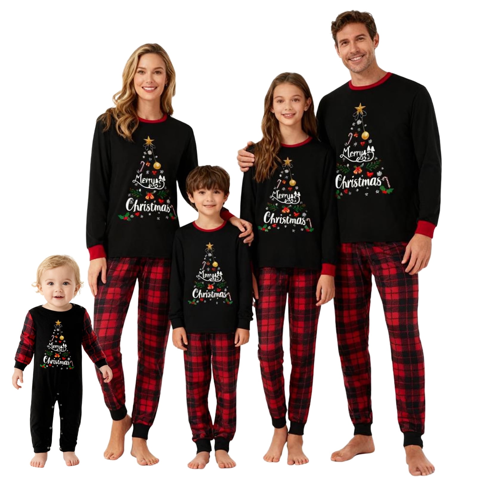 OupKisx Family Matching Christmas Pajamas Letter Print Long-Sleeved ...
